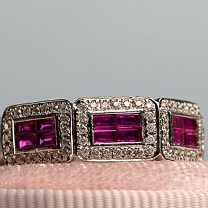 EFFY Ruby Diamond Wide Band Heavy in 14K White Gold EFFY - Etsy