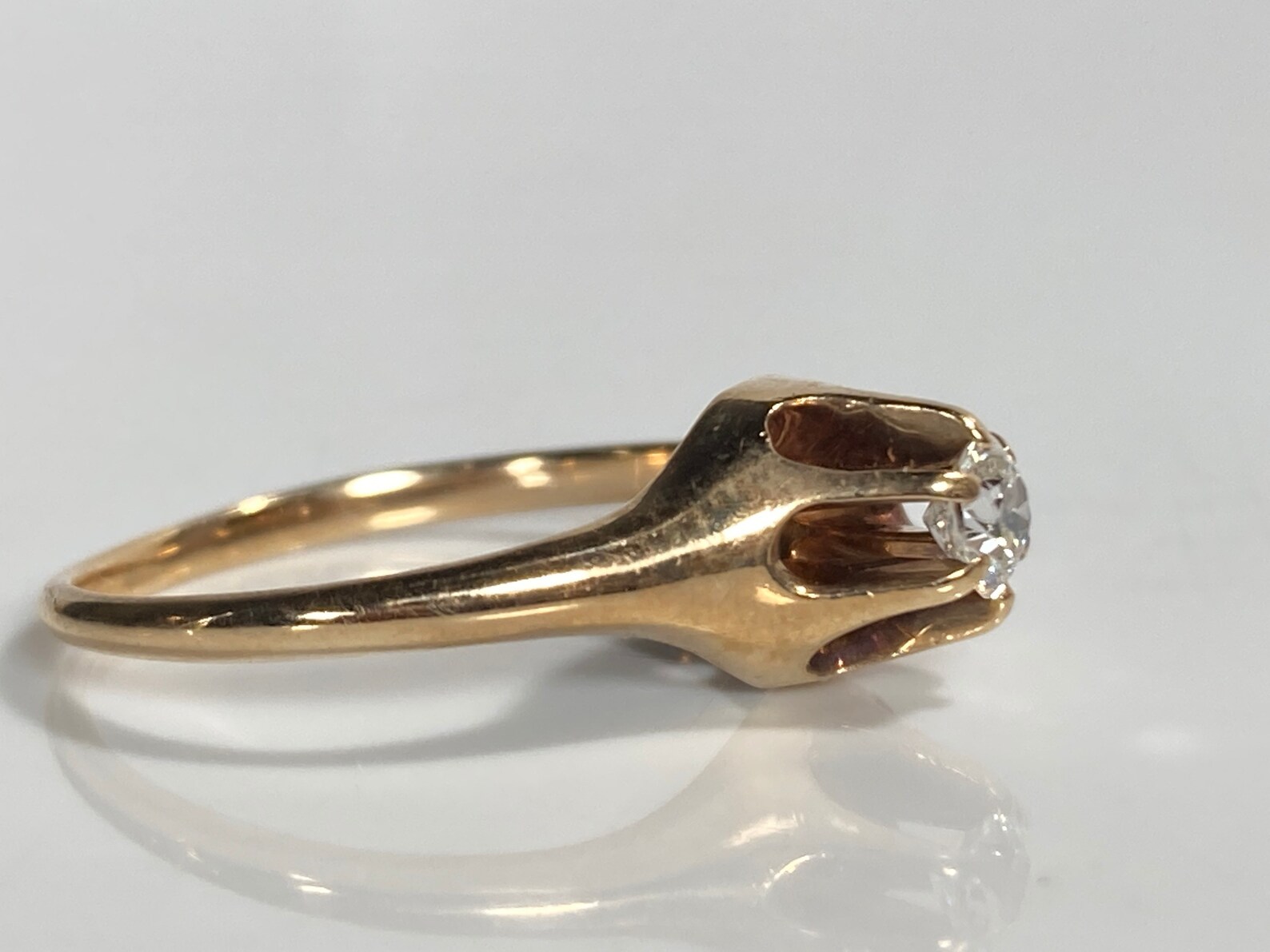 Antique .25ct Old European Cut Diamond Belcher Mount Ring in - Etsy