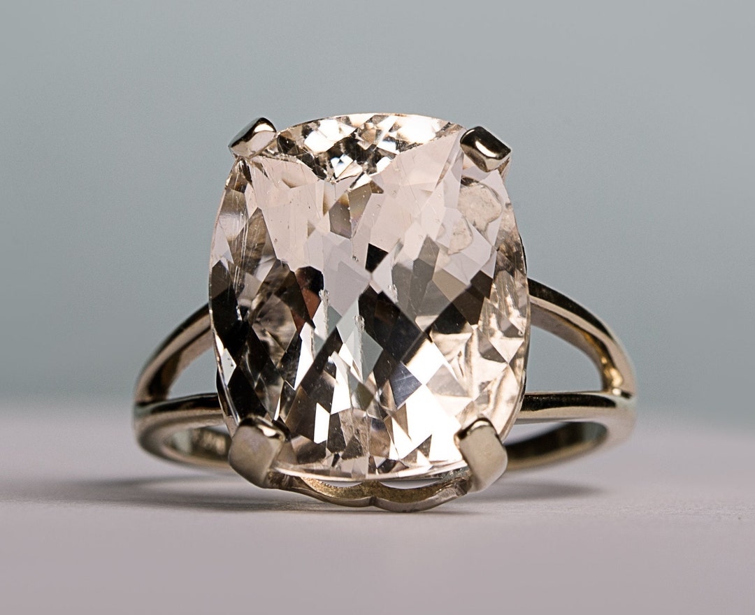 Vintage Oval White Beryl Ring in 14K White Gold - Etsy