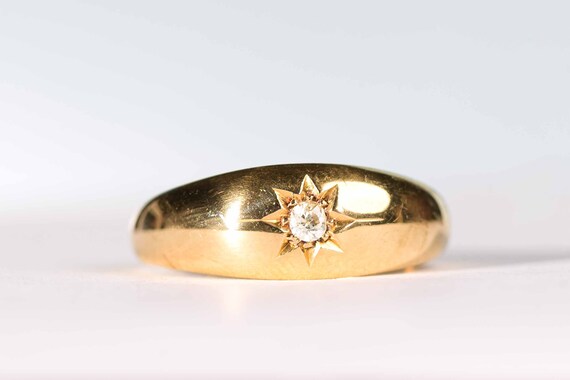 Antique 18K Mine Cut Diamond Gypsy Band in 18K Yellow Gold - Etsy