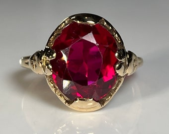 Antique Gold Ruby Ring | Etsy