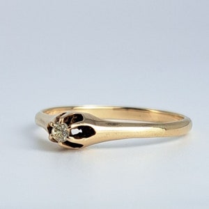 Antique Old European Cut Diamond Belcher Mount Ring in 14K Gold - Etsy