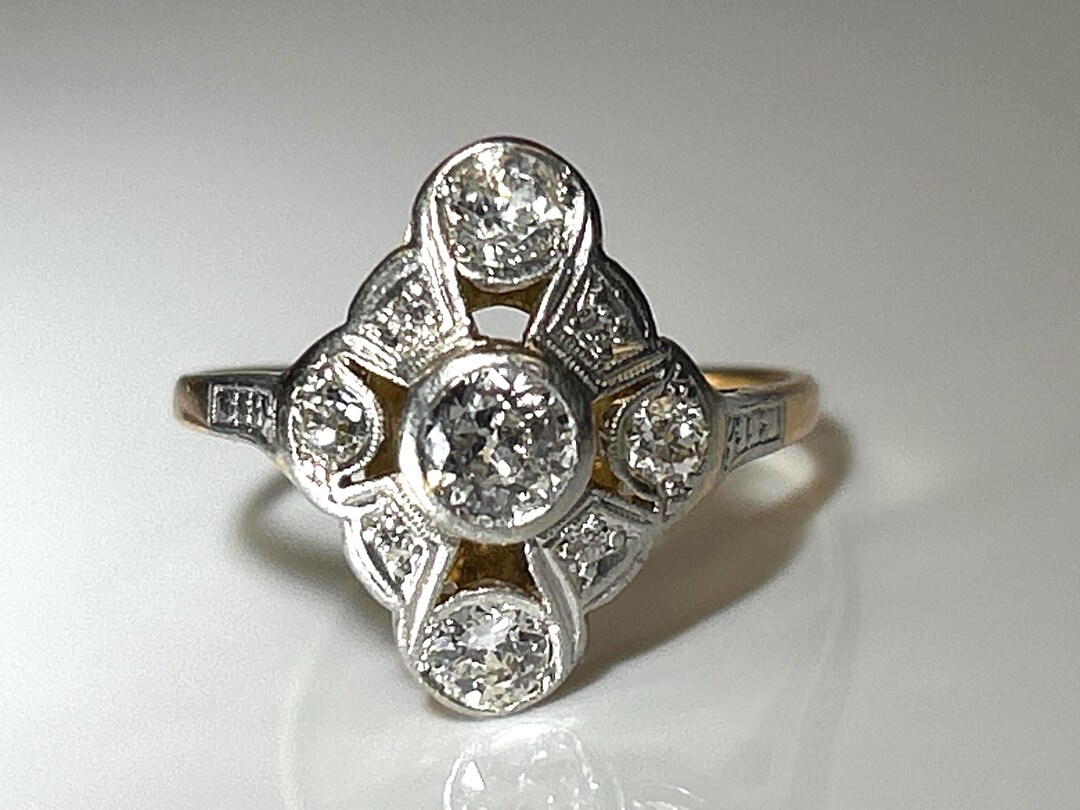 Edwardian Mine Cut Diamond Ring 18K Gold and Platinum - Etsy Canada