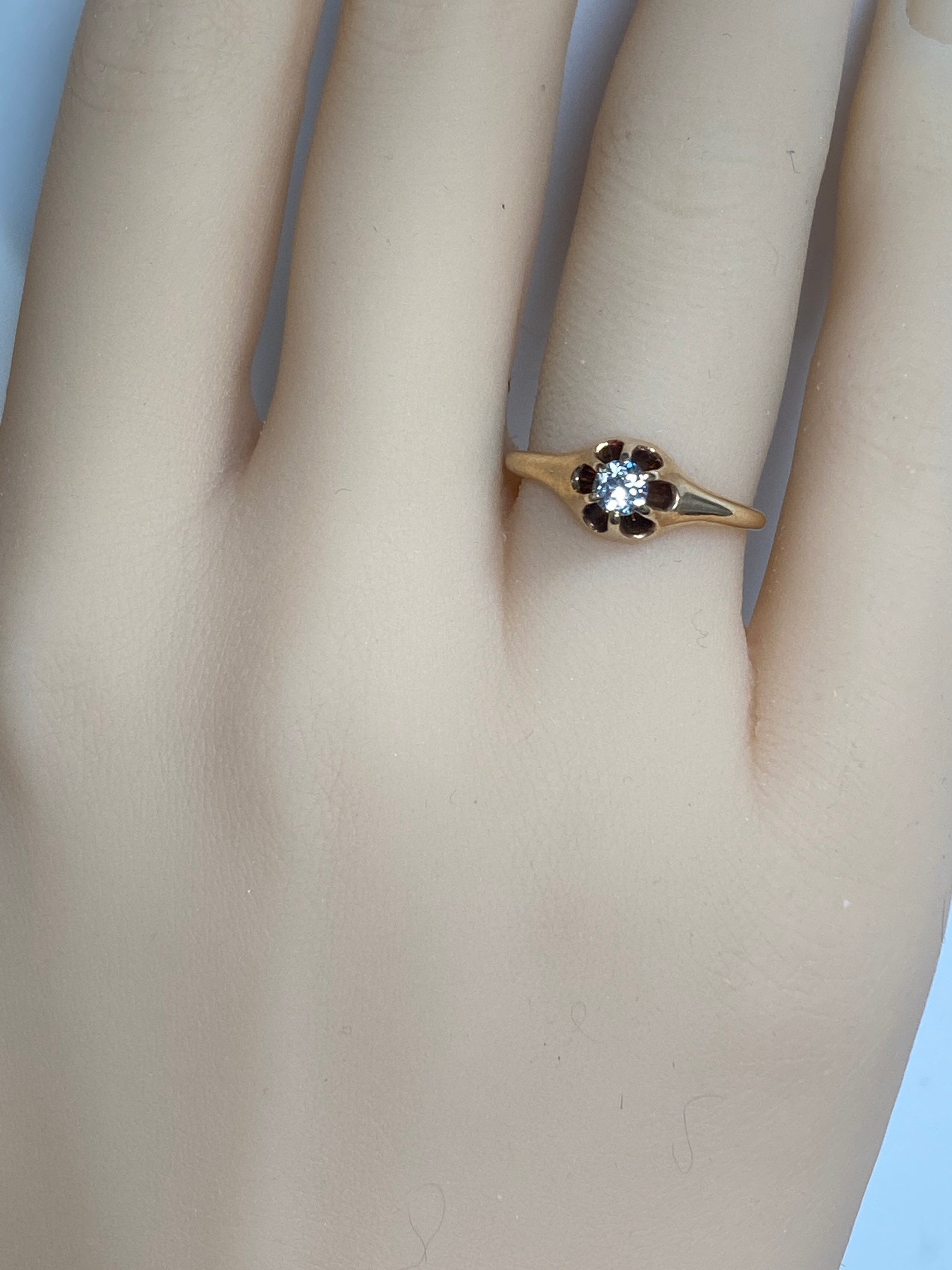 Antique .25ct Old European Cut Diamond Belcher Mount Ring in - Etsy