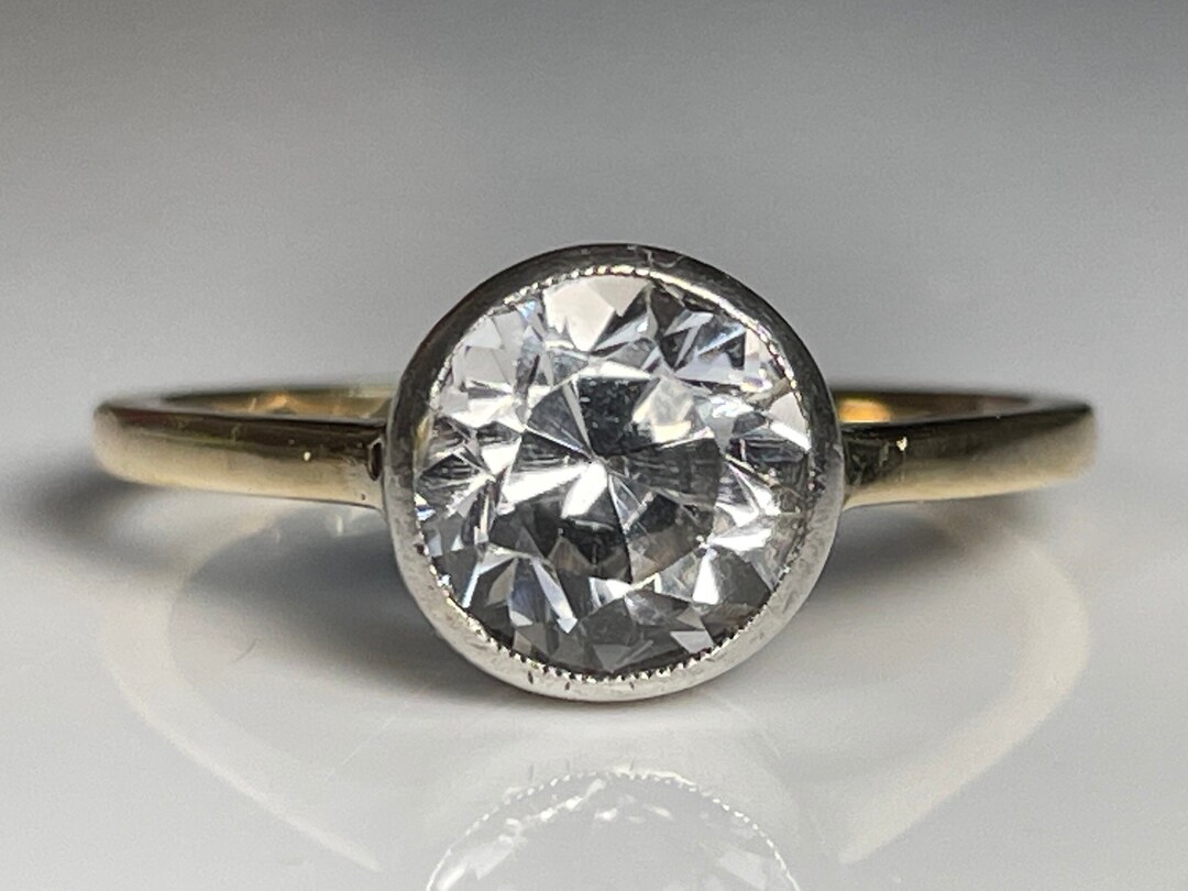 Antique Old European Cut Bezel Mount White Sapphire Solitaire - Etsy