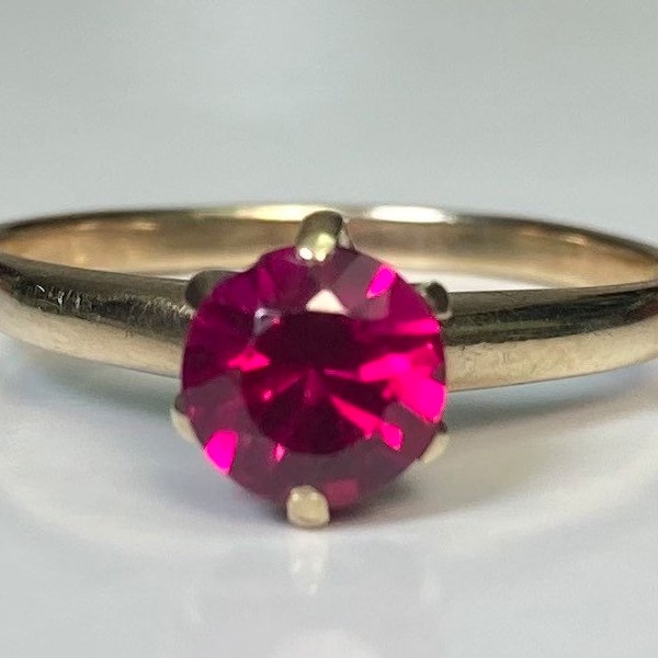 Ruby Solitaire Ring - Etsy