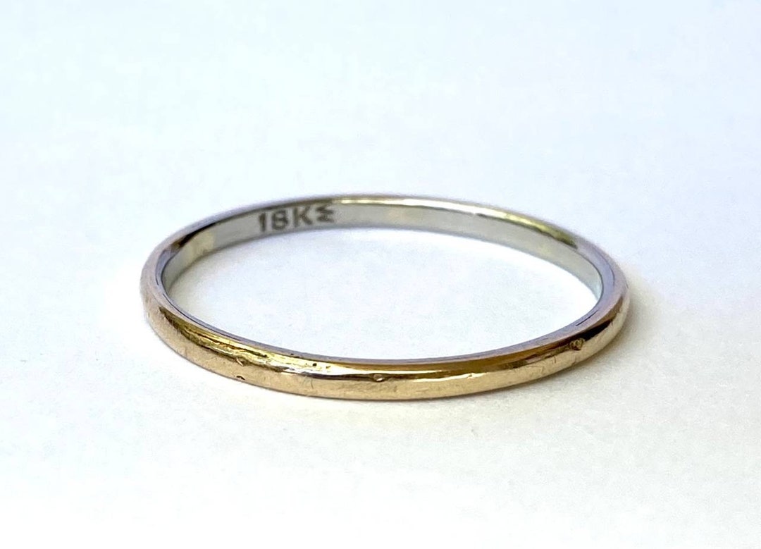 Antique 18K JR Wood Two Tone 18K Gold Thin Band - Etsy