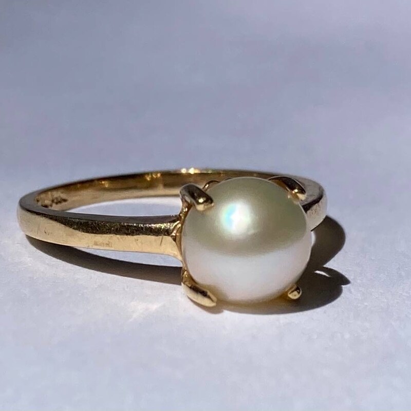Pearl Solitaire Ring - Etsy