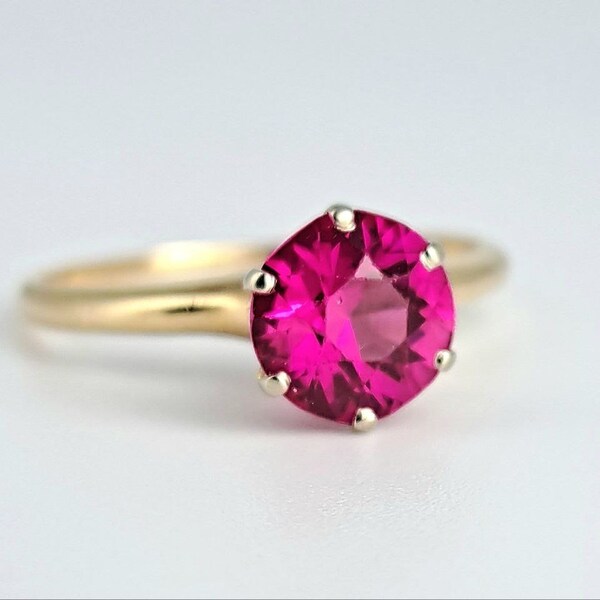 Ruby Solitaire Ring - Etsy