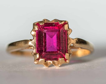 Emerald Cut Ruby Ring Vintage - Etsy