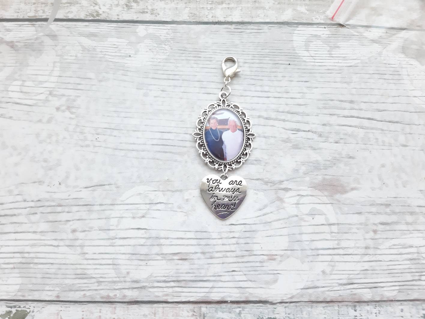 Buttonhole Photo Charm Memory for Wedding Flowers Memorial - Etsy UK