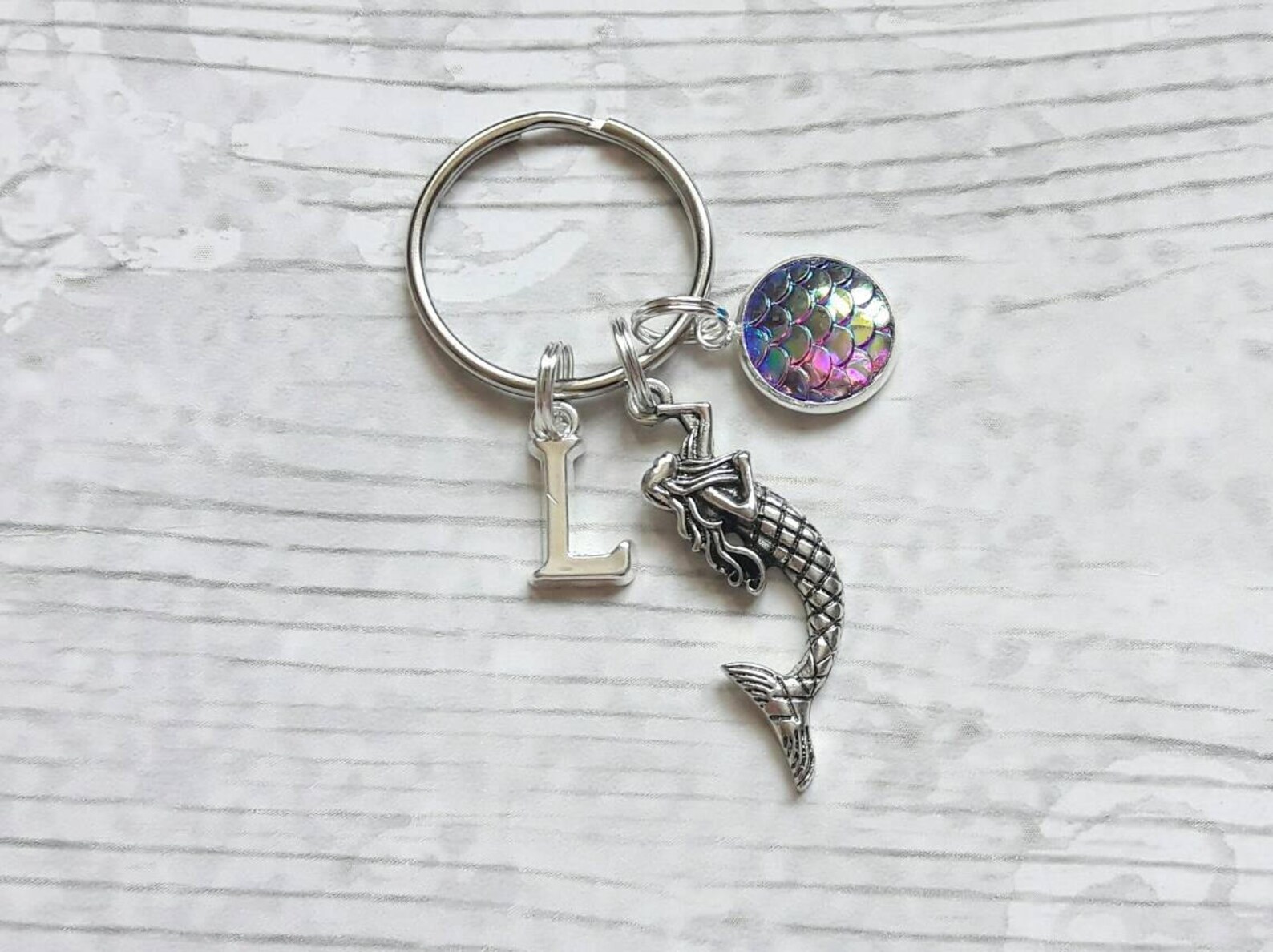 Mermaid keyring mermaids scales keychain personalised bag | Etsy