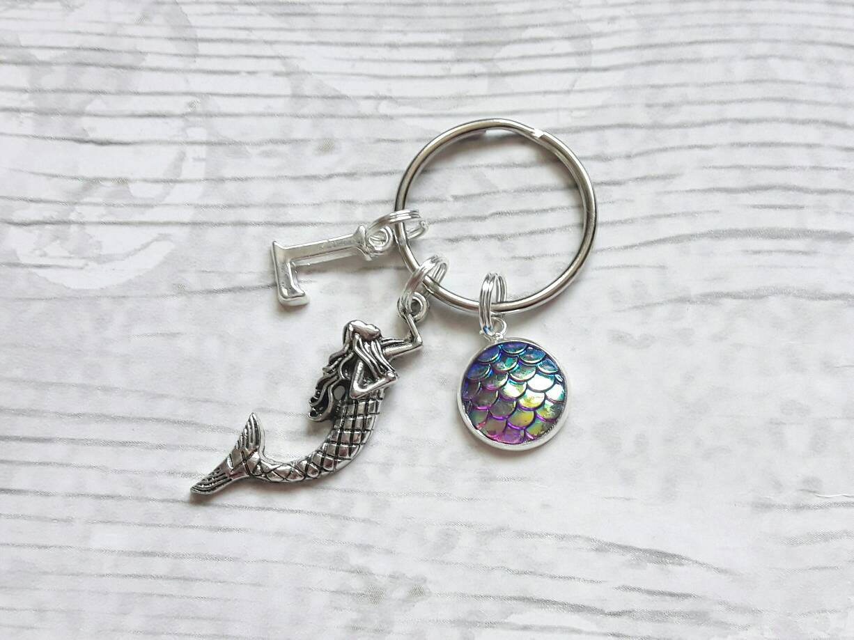 Mermaid keyring mermaids scales keychain personalised bag | Etsy