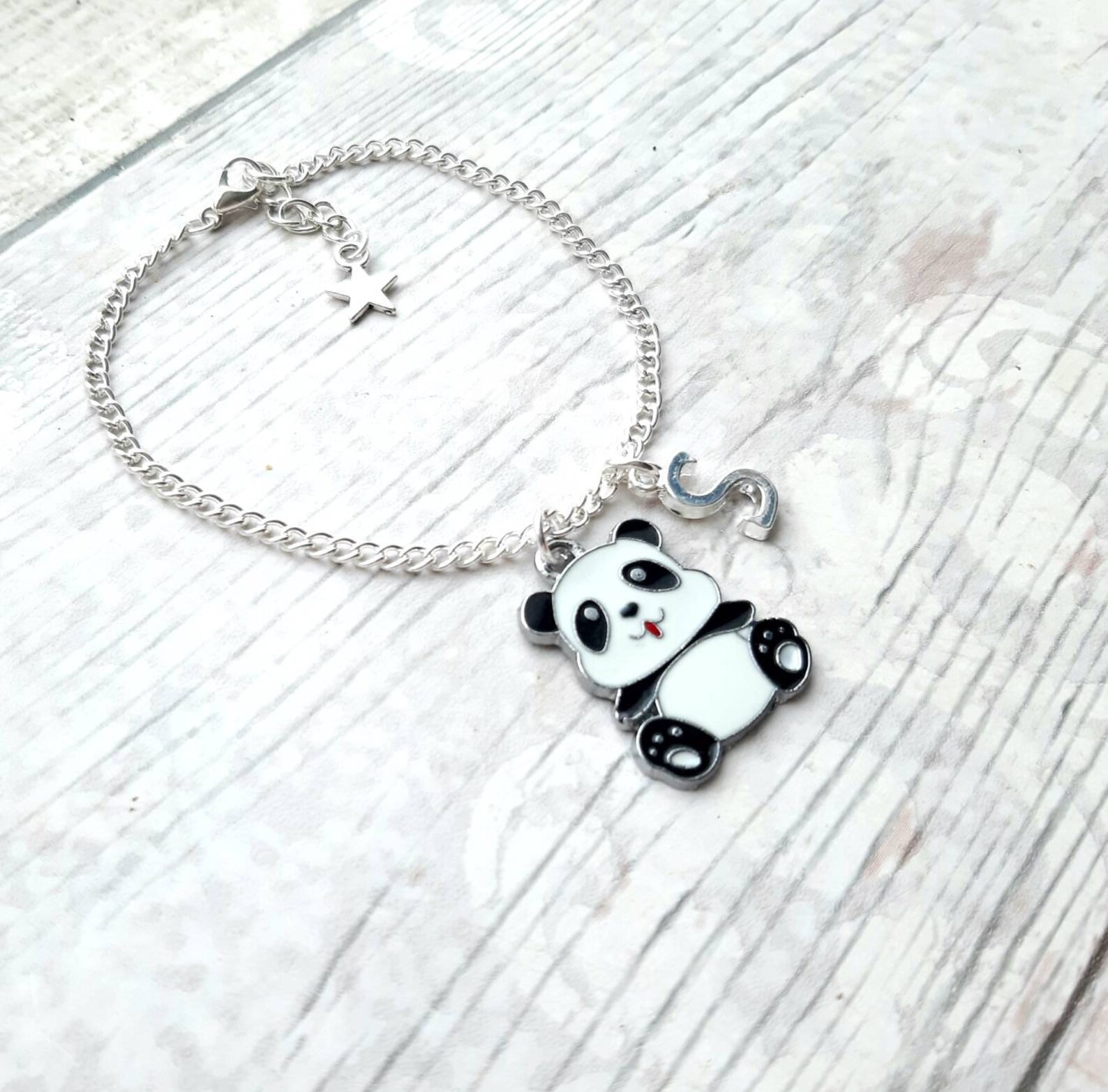 Panda Bracelet Personalised Jewellery Personalized Initial - Etsy