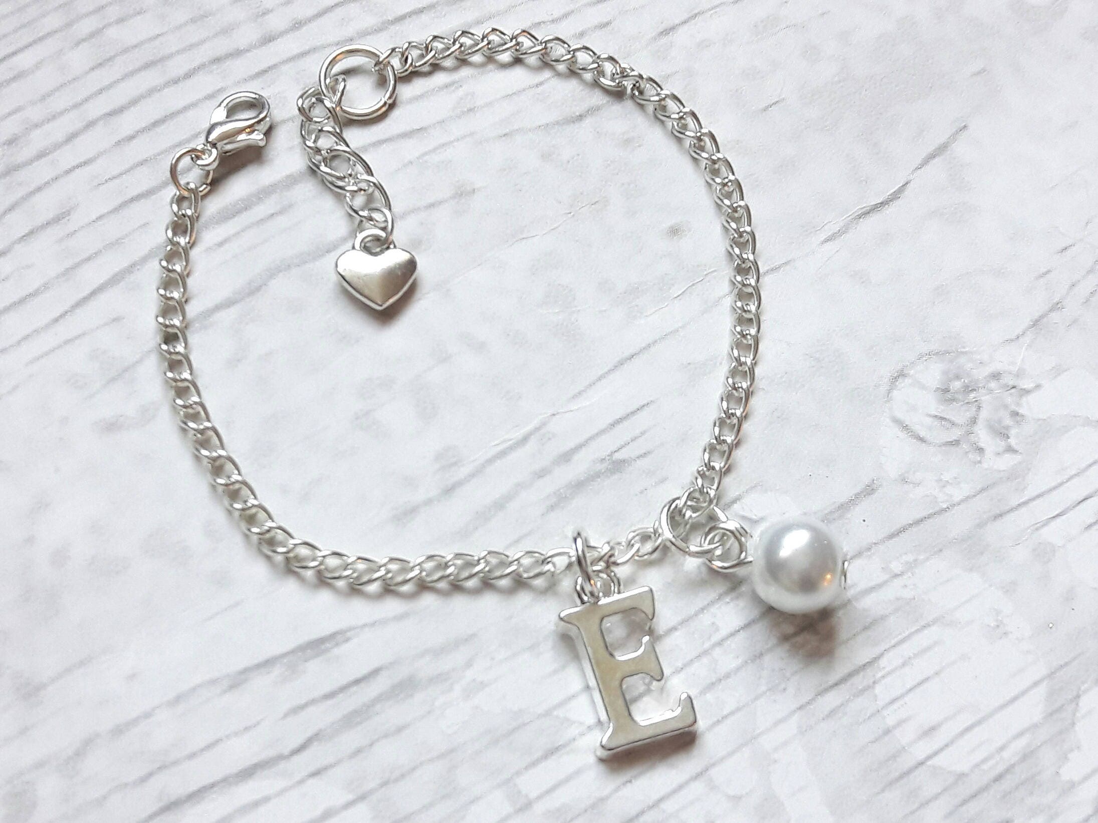 Initial Bracelet, Personalised Letter Jewellery, Flowergirl Jewellery ...