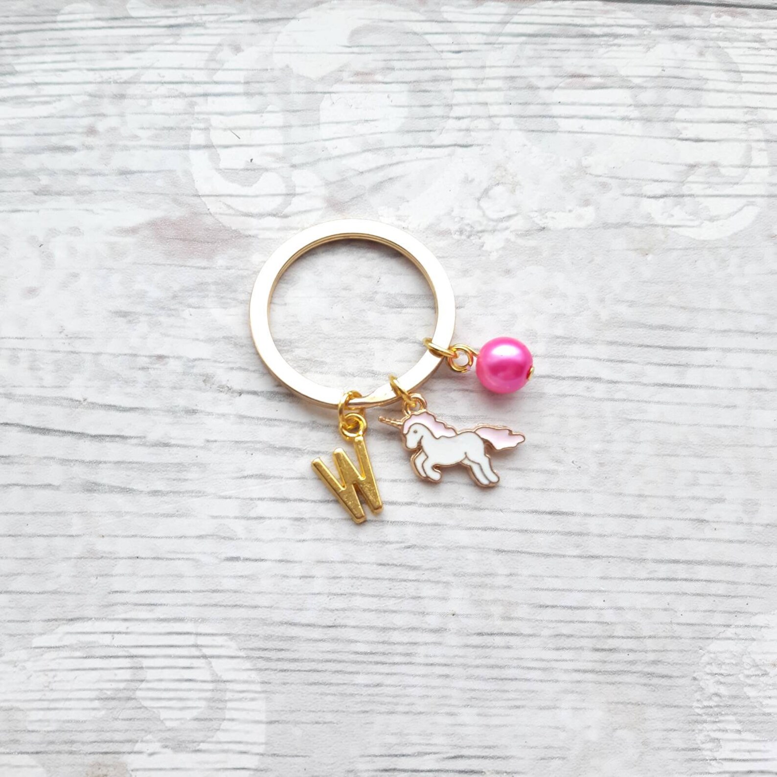Unicorn keyring unicorn keychain personalised initial | Etsy