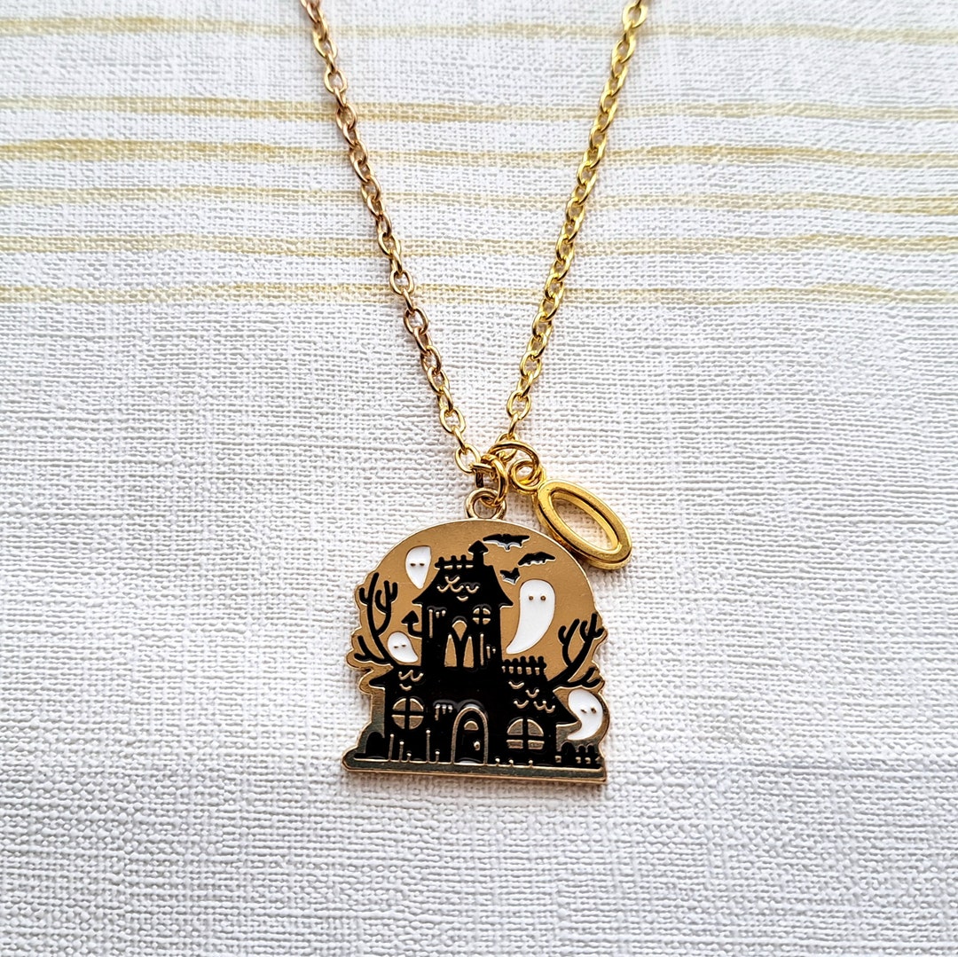 Haunted House Necklace, Ghost Mansion Jewellery, Spooky Halloween ...
