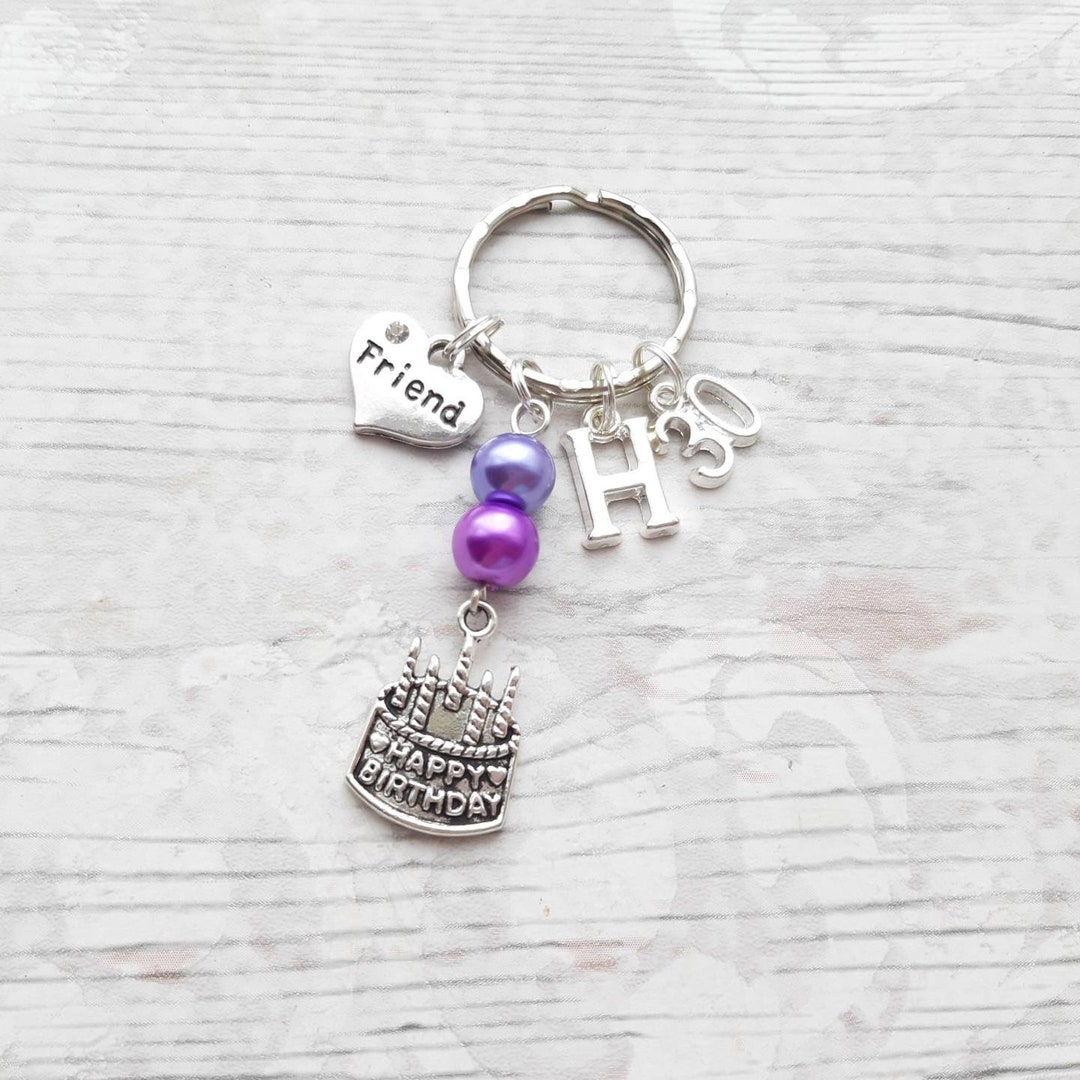 Birthday Keyring, Happy Birthday Bag Charm, Personalised Bagcharm, 18th ...