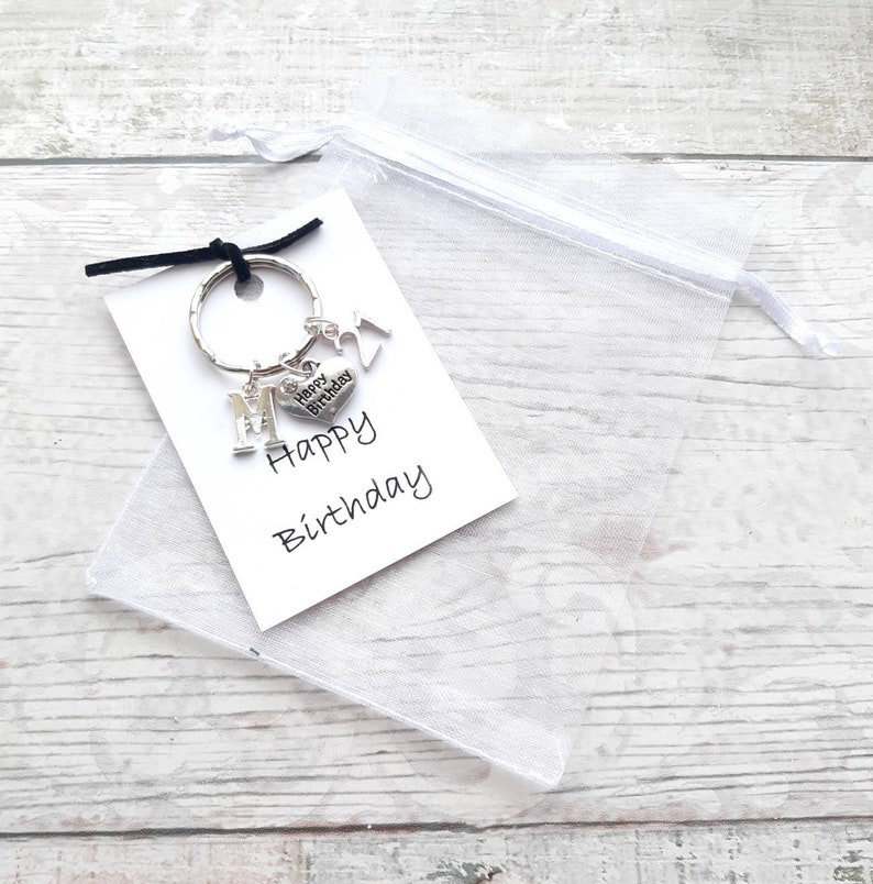 Happy Birthday Keyring Initial Keychain Birthday Keepsake - Etsy