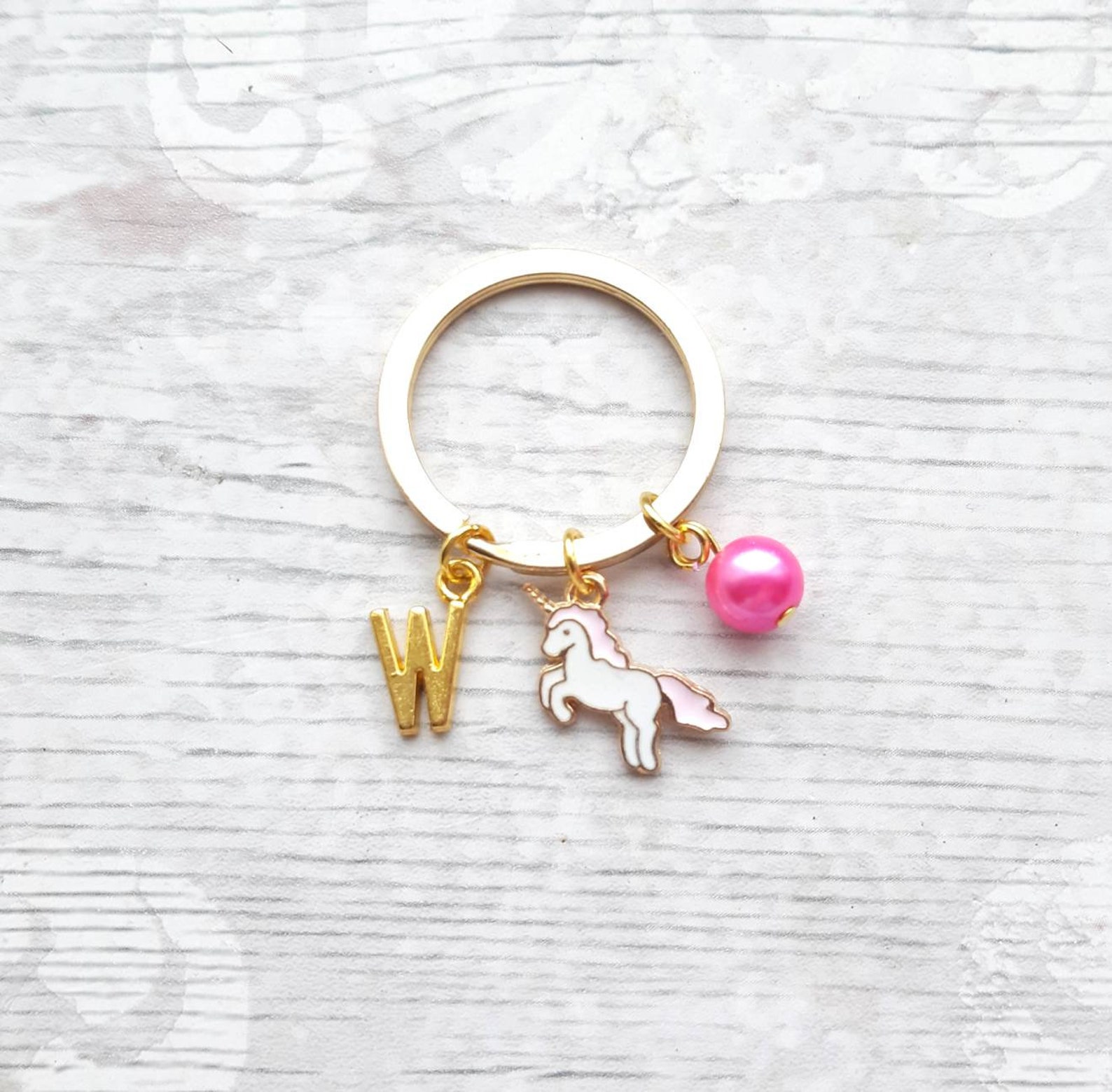 Unicorn keyring unicorn keychain personalised initial | Etsy