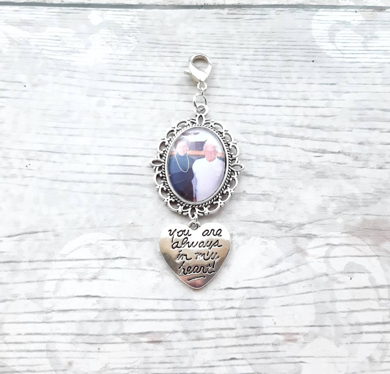 Buttonhole Photo Charm Memory for Wedding Flowers Memorial - Etsy UK