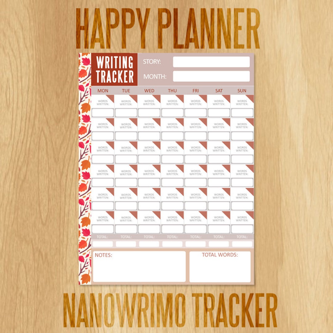 NANOWRIMO Writing Tracker Worksheet Pumpkin Spice HAPPY - Etsy