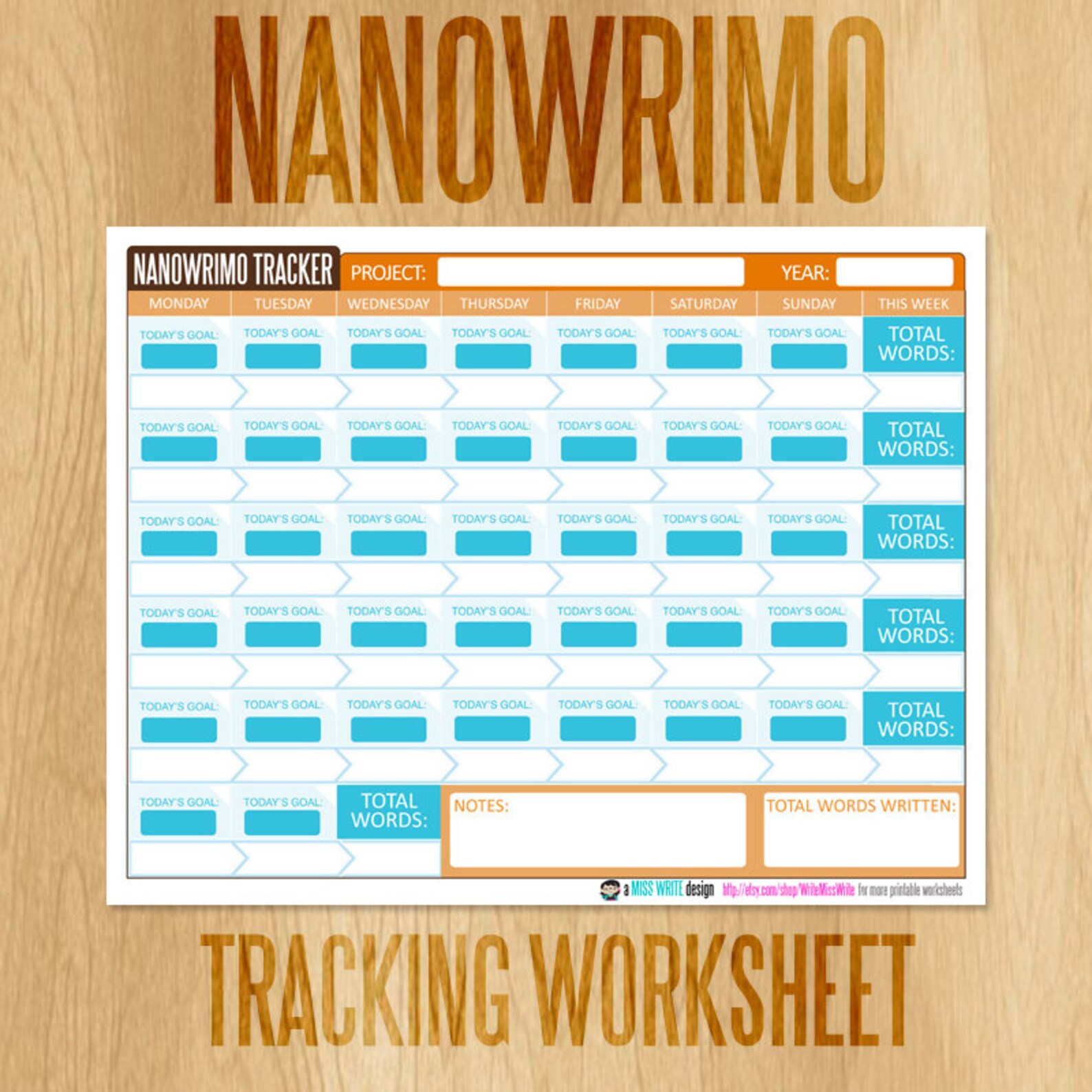 NANOWRIMO Word Count Tracking Worksheet - Etsy Canada