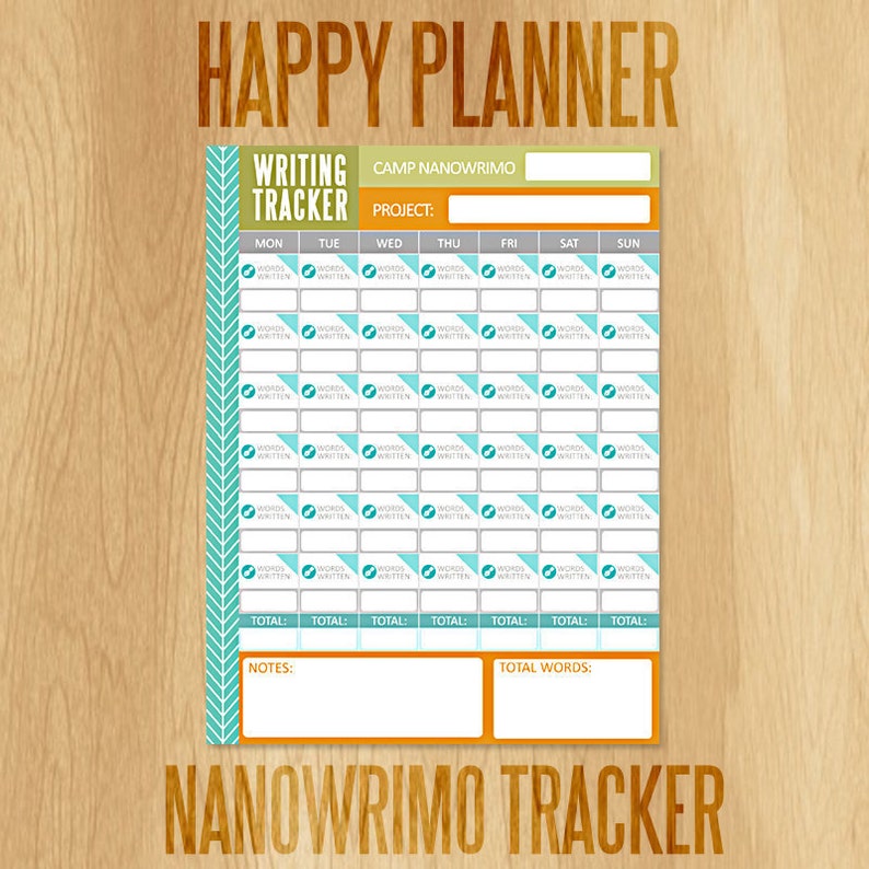 NANOWRIMO Writing Tracker Worksheet - HAPPY PLANNER - Etsy