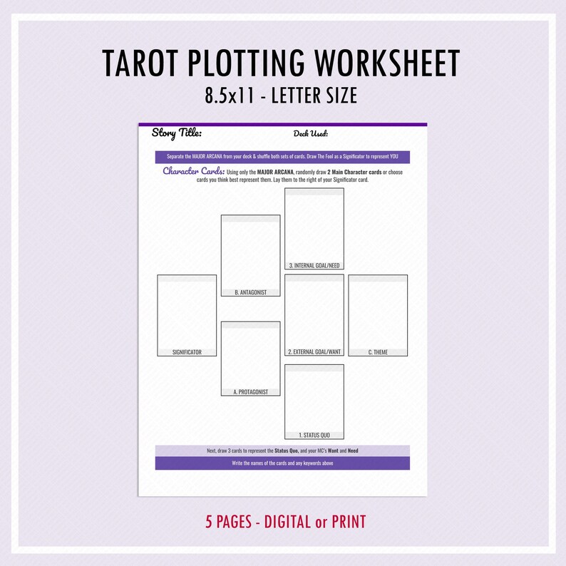 Tarot Plotting Worksheet - Etsy