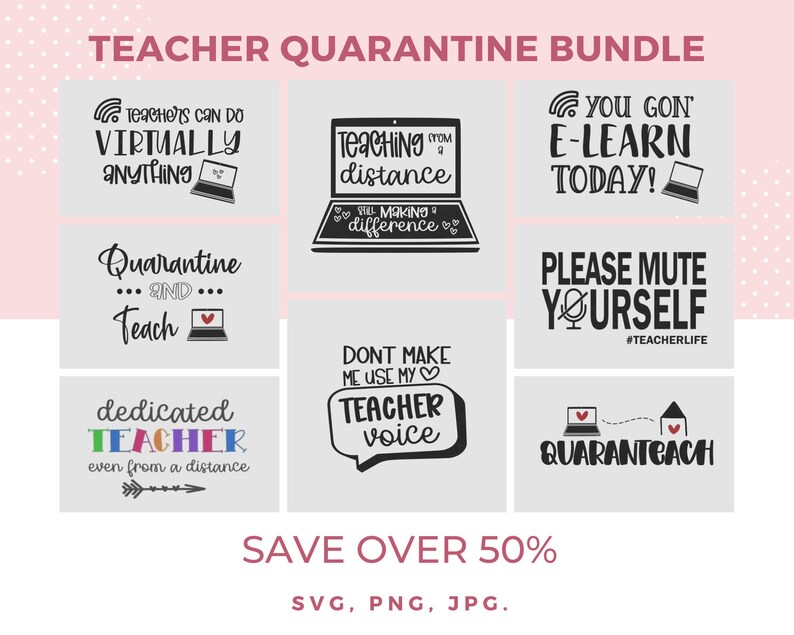 Teacher Quarantine Bundle SVG PNG JPG | Etsy