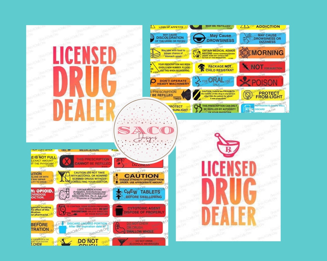 Licensed Drug Dealer & Pill Warning Labels Printed on Vinyl - Etsy