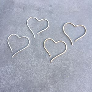 Small Sterling Silver Heart Hoop Earrings, Lightweight Open Heart - Etsy