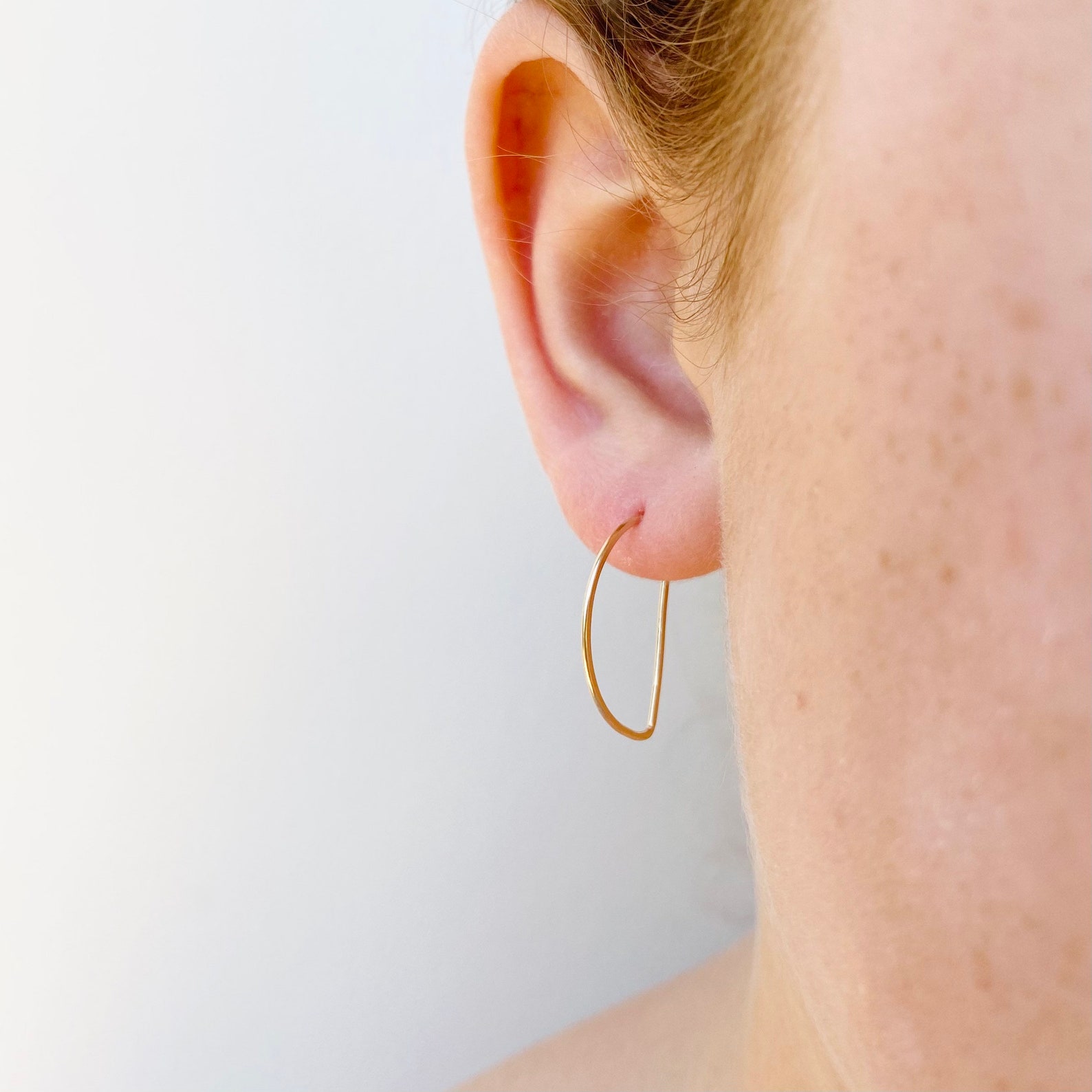 Solid Gold Geometric Hoops 14k Gold Hoops Real Gold 14 Kt - Etsy