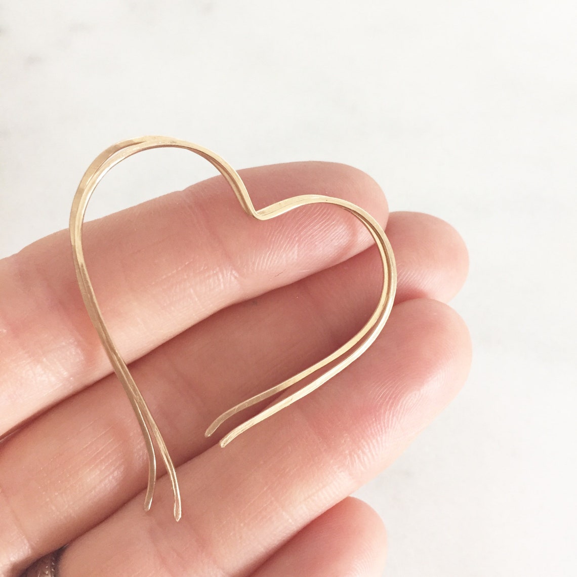 SOLID GOLD Heart Hoops 14k Gold Real Gold Solid Gold | Etsy