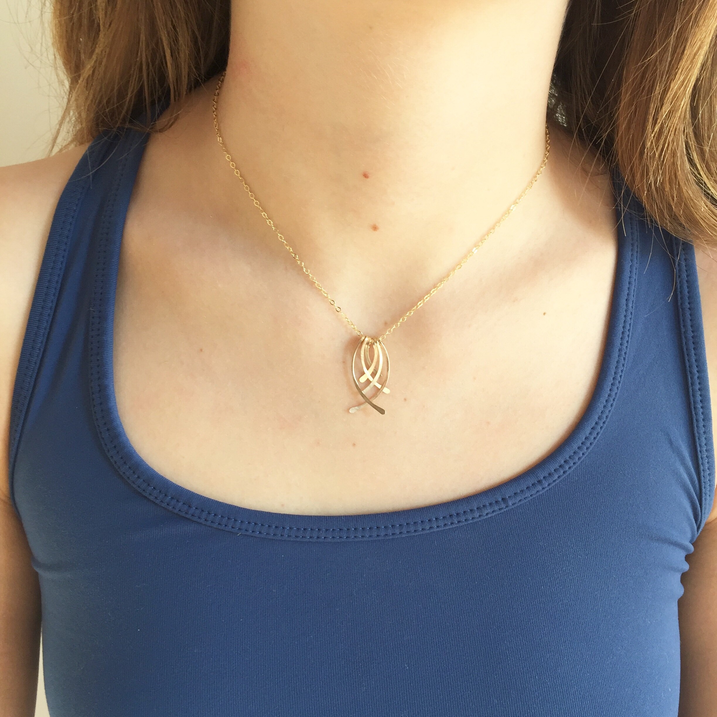 Modern Gold Everyday Necklace, Gold Fringe, Art Deco, Gold Filled, Gold ...