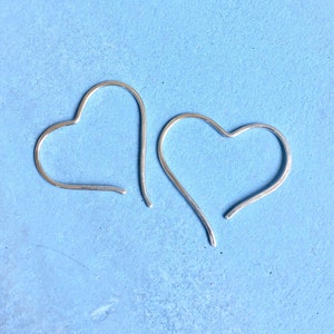 Small Sterling Silver Heart Hoop Earrings, Lightweight Open Heart - Etsy