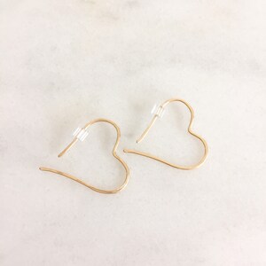 Small SOLID GOLD Heart Hoops, Heart Threader, Valentines Gift, 14kt ...