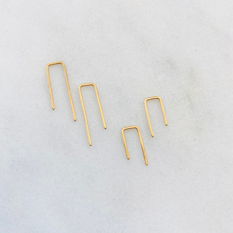 Gold Staple Earrings - Etsy