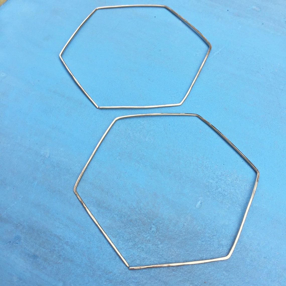 Large Hexagon Hoops Large Gold Hoop Earrings Geometric - Etsy