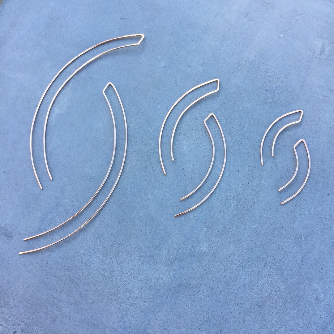 Art Deco Open Hoops, Rose Gold Threader, Geometric Rose Gold, Rose Gold ...