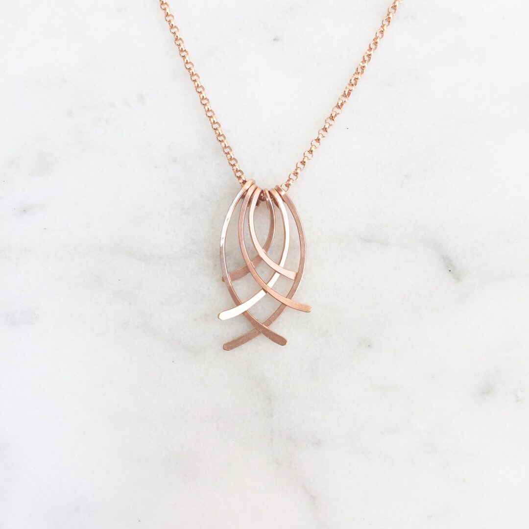 Rose Gold Art Deco Necklace, Everyday Necklace, Unique Rose Gold ...