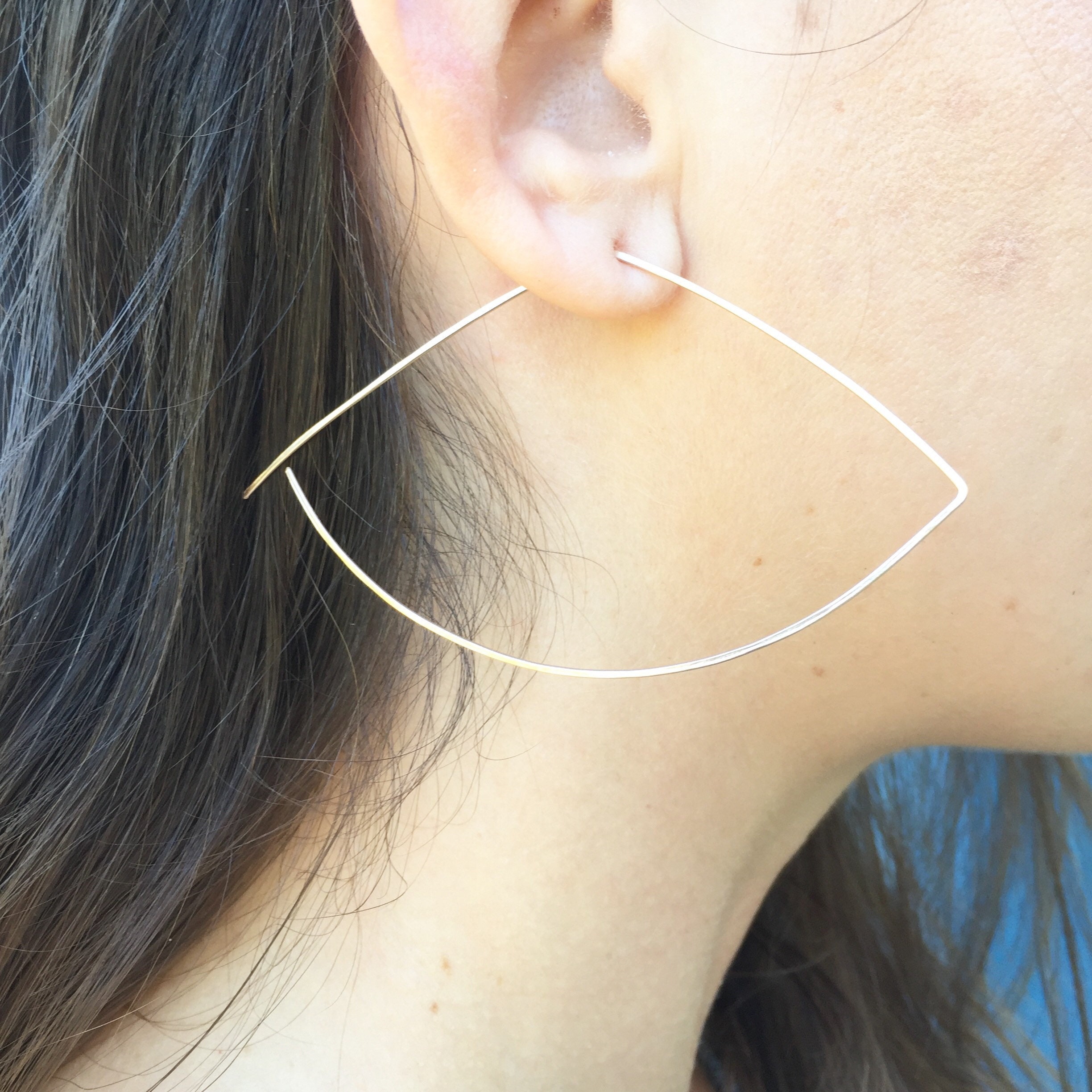 Geometric Hoop Threader Modern Earrings Edgy Reversible | Etsy