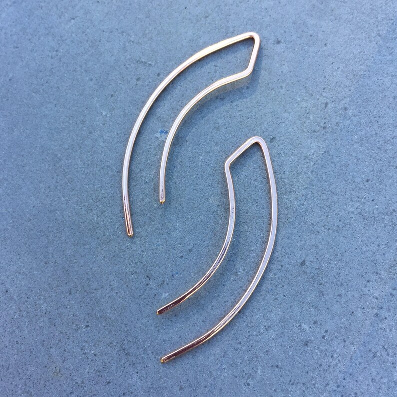 Art Deco Open Hoops Rose Gold Threader Geometric Rose Gold | Etsy