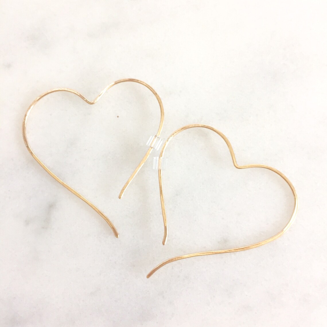 SOLID GOLD Heart Hoops 14k Gold Real Gold Solid Gold | Etsy