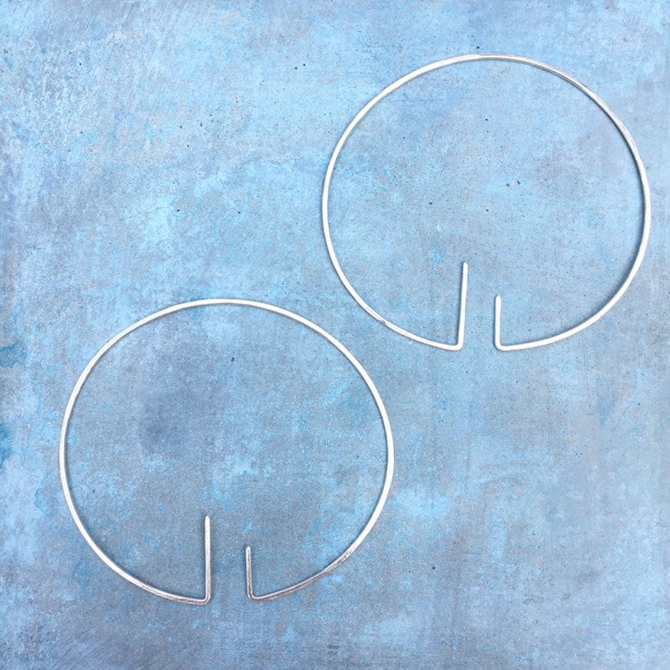 Open Hoop Earrings Silver Statement Earrings Unique Sterling | Etsy