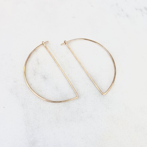 Solid Gold Geometric Hoops 14k Gold Hoops Real Gold 14 Kt - Etsy