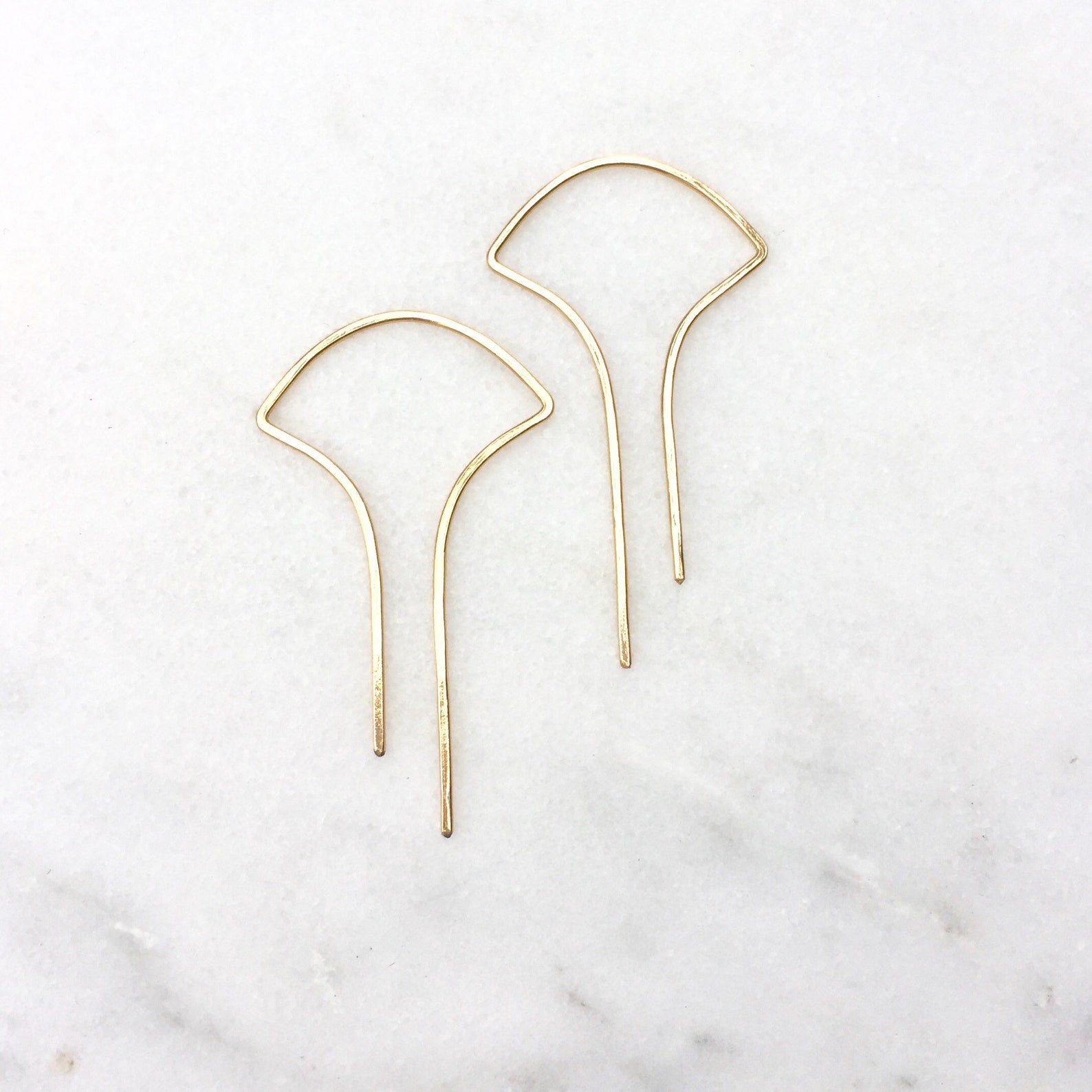 Solid Gold Threaders, Modern Solid Gold Earrings, 14 Kt Gold, Art Deco ...