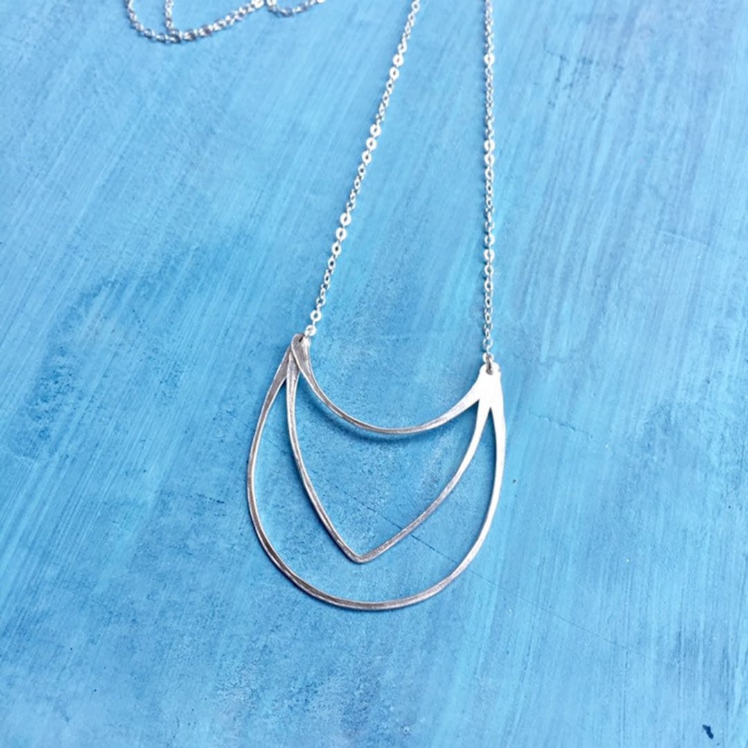 Geometric Sterling Silver Necklace: Art Deco Pendant - Etsy