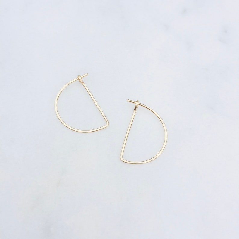 Solid Gold Geometric Hoops 14k Gold Hoops Real Gold 14 Kt - Etsy