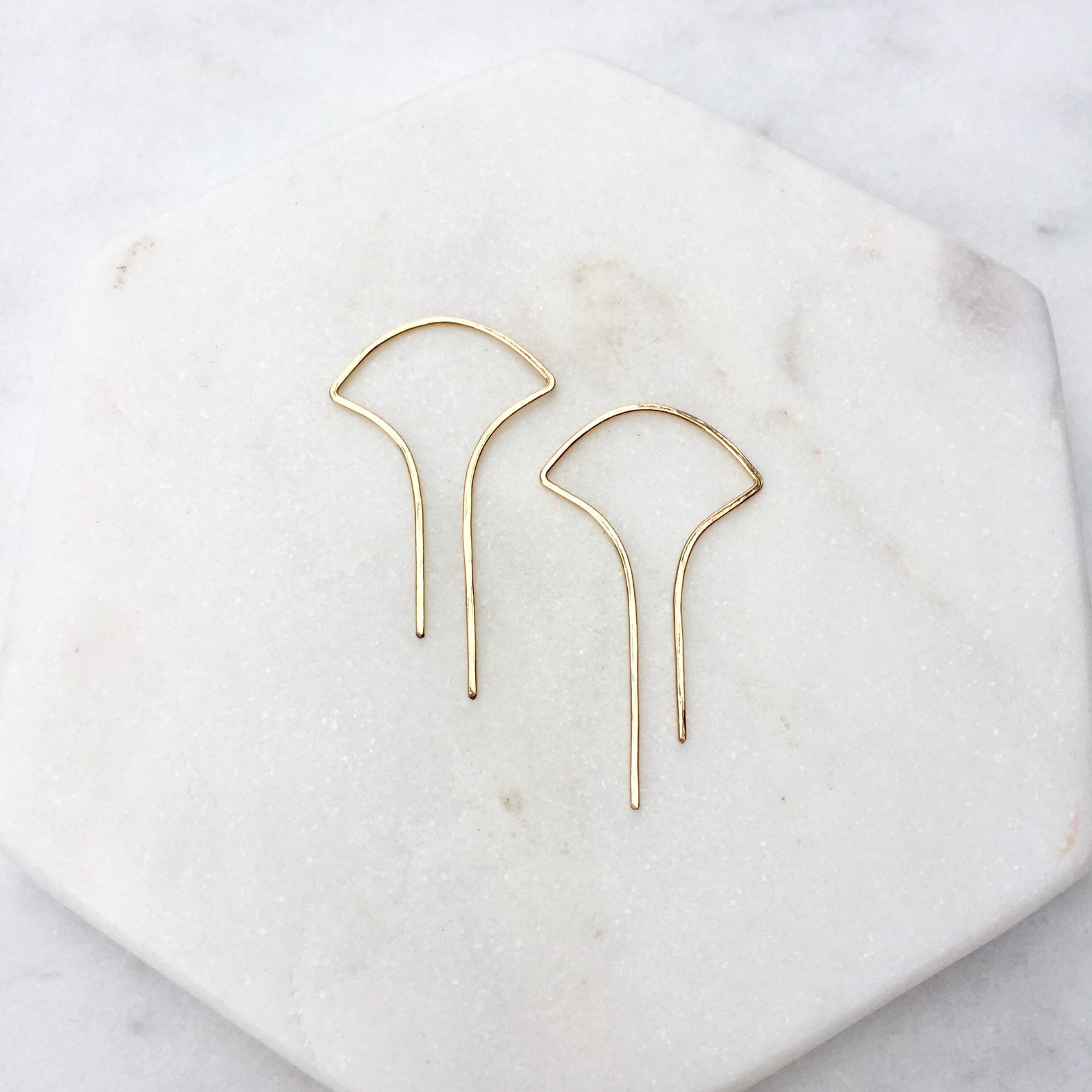 Solid Gold Threaders, Modern Solid Gold Earrings, 14 Kt Gold, Art Deco ...